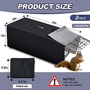 Kittmip 2 Pcs Trap Cage Cover 32 x 10 x 12 Inch Heavy Duty Animal Trap Cover Live Animal Trap Cage Cover for 1 Door Humane Cat Trap Squirrel Dog Gopher Chipmunk Skunk, Cage Not Included, Black