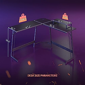 BANTI L Shaped Desk, Computer Gaming Desk, Home Corner Desk, Office Writing Workstation with Large Monitor Stand, Space-Saving, Easy to Assemble, Black