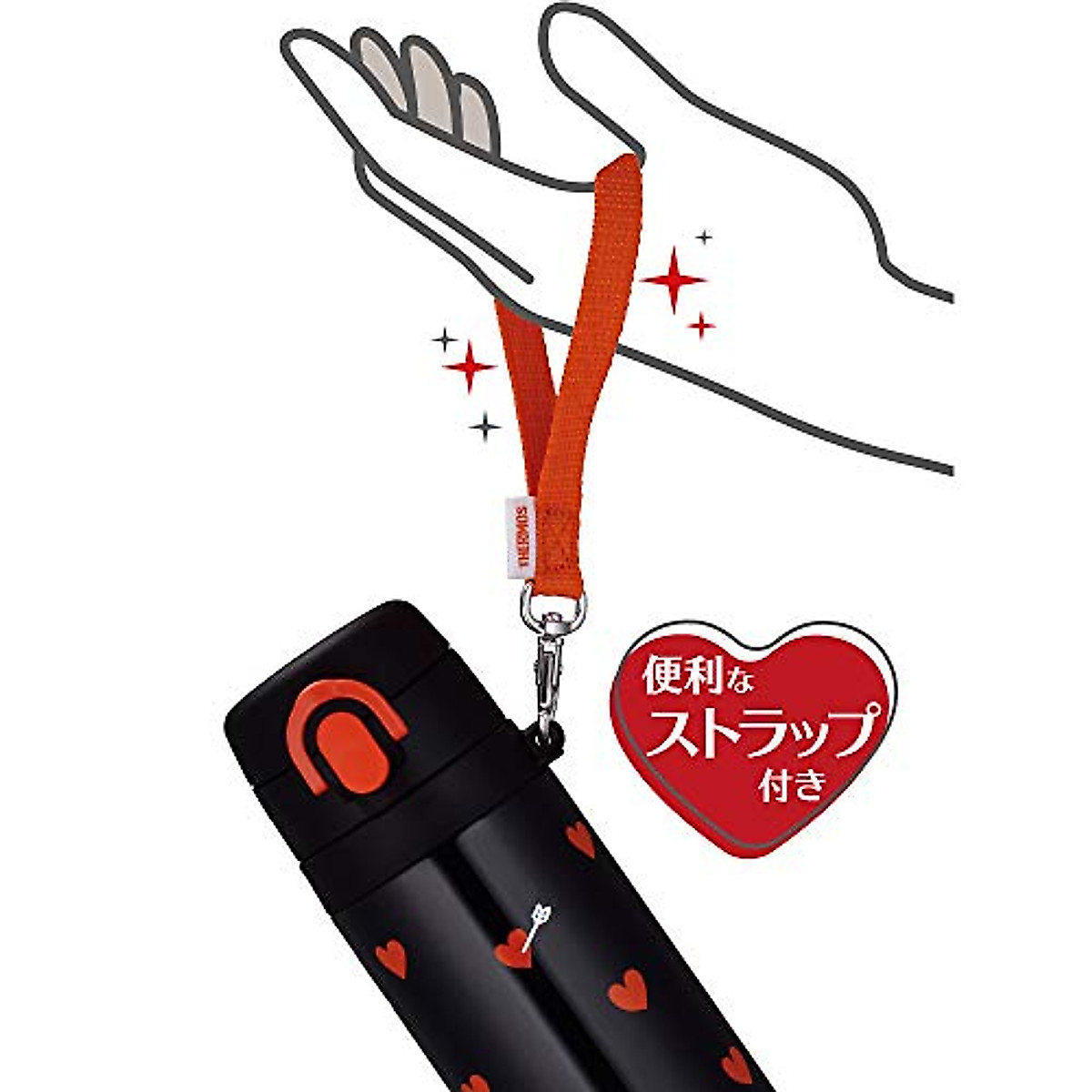 Thermos JNT-551 BKR Water Bottle, Vacuum Insulated Travel Mug, 16.9 fl oz (550 ml), Black Red