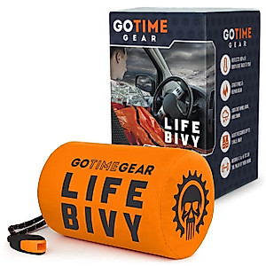 Go Time Gear - Life Bivy Thermal Bivvy and Life Survival Shelter - Emergency Sleeping Bags and Survival Tent - Emergency Bag Bundle (Orange)