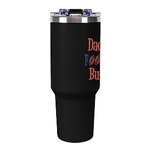 Daddy's Football Buddy 40oz Water Bottle Double Wall Insulated Tumbler with Handle Leakproof Travel Mug White-style