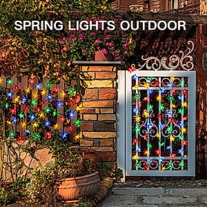 suddus 2 Pack Flower Solar String Lights Outdoor Waterproof 50 LED Solar Fairy Lights for Indoor Outdoor Decorations