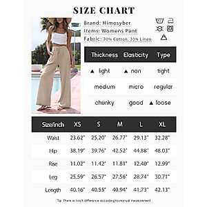 Himosyber Women Cotton Linen Pants Wide Leg High Waist Flowy Summer Beach Drawstring Pant Trouser (Black-XL)