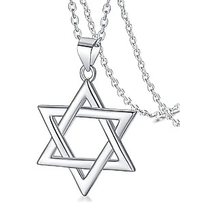 FaithHeart Sterling Silver Star of David Pendant Necklace Women Silver Religious Jewish Jewelry Charms Hexagram Pendant Necklace