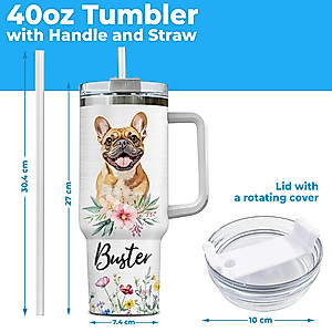 Hyturtle Personalized Dog Mom Gifts For Women on Mothers Day Birthday, 40oz Tumbler with Handle and Straw for Dog Lovers, Best Gift Idea for Fur Mama Custom Photo Stainless Steel Travel Cup With Lid