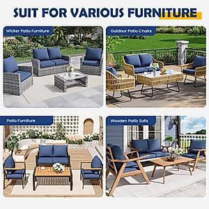 UDPATIO Outdoor Cushions for Patio Furniture, 4'' Replacement Cushions for Outdoor Furniture, Set of 4 Water-Resistant Outdoor Sectional Cushions for Sofa Couch Chair (Navy)