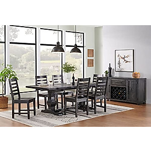 Martin Svensson Home Napa Solid Wood Black Trestle Extendable Leaf Dining Table