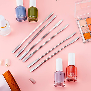 10 Pieces Makeup Spatula Scoop Stainless Steel Depotting Spatula Double-Headed Makeup Spatula Tool for Mixing Cosmetics