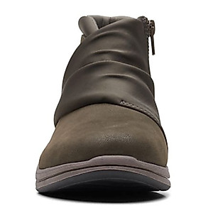 Clarks Women's Breeze Dusk Ankle Boot, Dark Olive Textile, 8