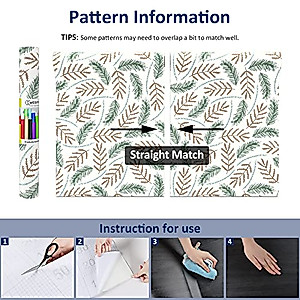 WESTICK Leaf Wallpaper Peel and Stick Fresh Natural Needles Leaves Contact Paper Self Stick Cute Tropical Wall Paper Waterproof Botanical Wallpaper for Bedroom Cabinets Dresser Nursery 17.5 x 118 in