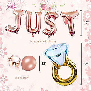 LaVenty Set of 12 Just Married Balloons Just Married Banner Bridal Shower Party Balloons Bridal Shower Party Decoration Wedding Party Decoration