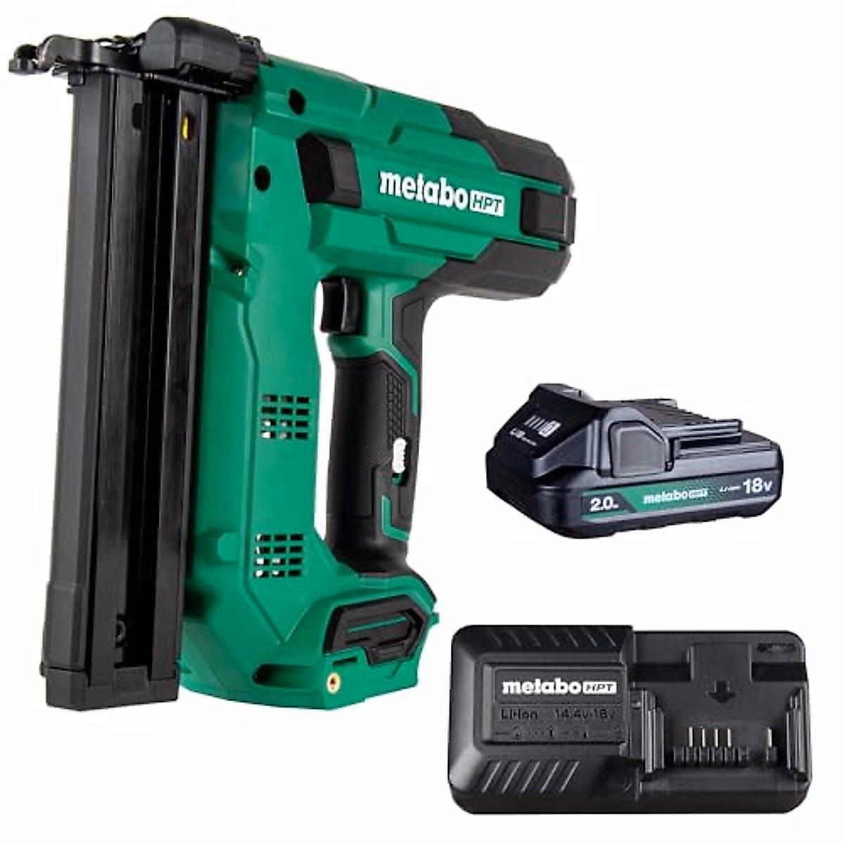 Metabo HPT 18V MultiVolt™ 1-1/2-Inch Cordless Narrow Crown Stapler Kit, Includes 1-18V 2.0 Ah Battery, N1804DB