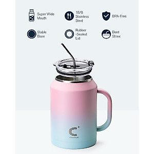 Coolplus Tumbler with Handle 50 oz Mug, Large Stainless Steel Travel Insulated Water Cup with 2-in-1 Lid and Straw, Double Wall Metal Keep Cold 36 hrs, Sweet Proof BPA-Free，Sweet Candy