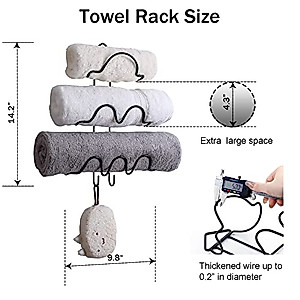 Oxdigi Towel Rack Wall Mounted Set of 2/Durable Metal Towel Holder/Extra Height Shelf Space for Bath Towels,Wine,Yoga Mats/Tree-Shaped Towel Organizer for Bathroom,Kitchen,Pool,Salon,Spa (Black)