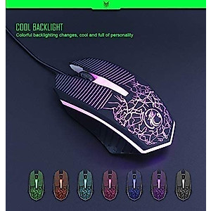LLEURE Gaming Keyboard Rainbow Keyboard + Mouse,Desktop Notebook Floating Keycap Backlit Gaming Mouse and Keyboard,104 Key USB Wired Keyboard,Illuminated Keypad