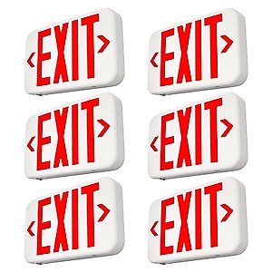 FREELICHT 6 Pack Red Double-Sided LED Exit Sign with Battery Backup,Exit Sign for Business,Easy to Install,UL Certified,AC 120/277V