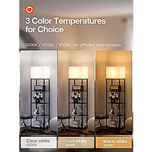 addlon Floor lamp with Shelves Pro Max, 5-Tier Modern Floor lamp with 3 Color Temperatures LED Bulb, Display Shelf lamp for Living Room, Bedroom and Office - Black…