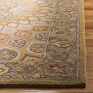 SAFAVIEH Heritage Collection Area Rug - 6' x 9', Light Brown & Grey, Handmade Traditional Oriental Wool, Ideal for High Traffic Areas in Living Room, Bedroom (HG914A)