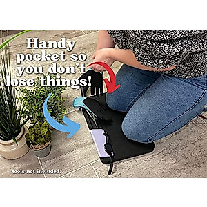 Polar Whale 2 Portable Knee Cushions with Tool Pocket for Home Garden Work Automotive Workshop and More Durable Thick Comfortable High Density Waterproof Black Foam 15 x 10 Inches Kneeling Pad