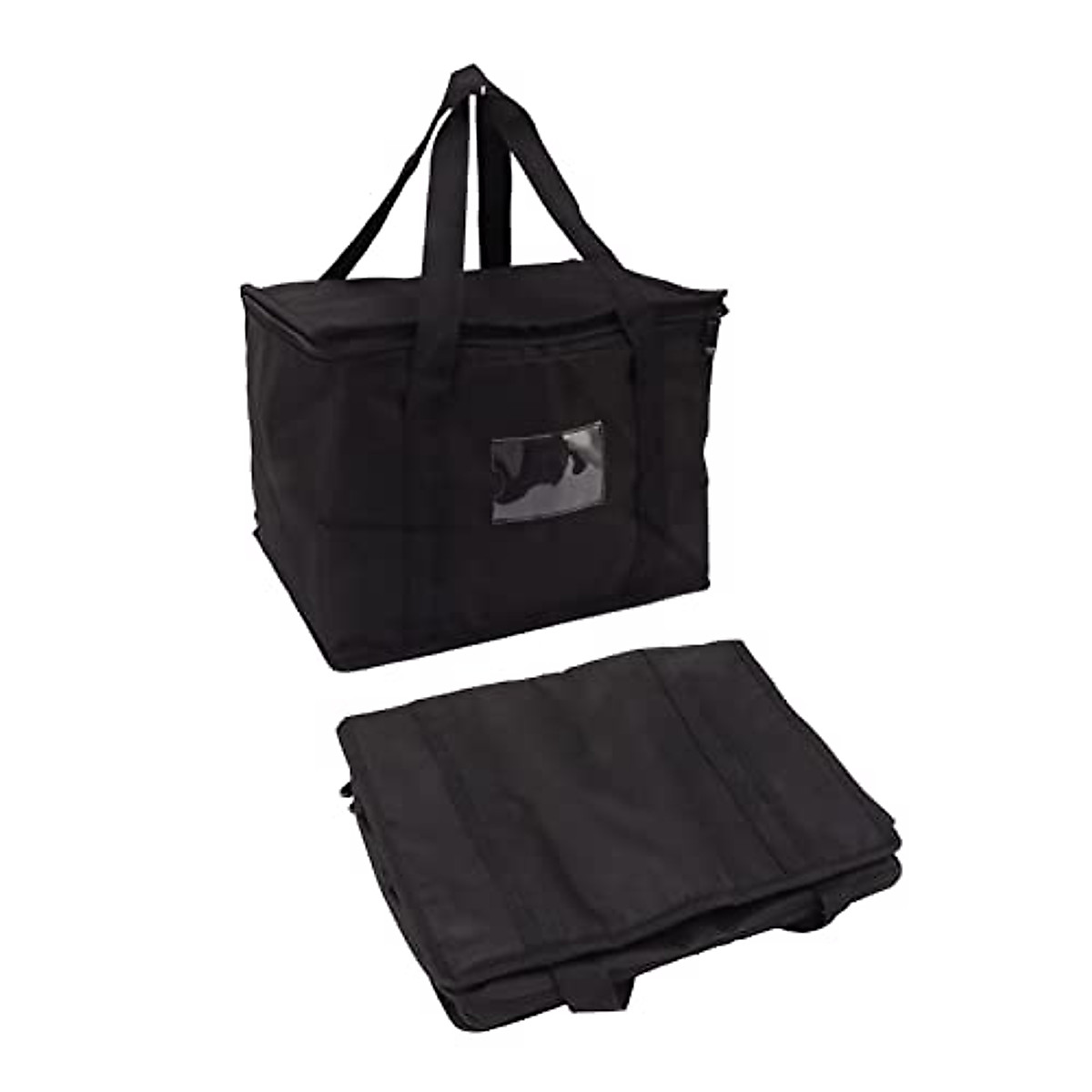 16.5L Large Insulated Cooler Bag with Thermal Foam, Leak Proof Insulated Grocery Shopping Bag, Big Black Collapsible Lunch Box Cooler Tote for Picnic Camping Travel Food Delivery