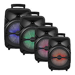 Sound Town 8-inch 2-Way Portable PA Speaker with Built-in Rechargeable Battery, 1 Wired Mic, Bluetooth, USB, SD Card Reader, LED Light (OPIK-8PS)