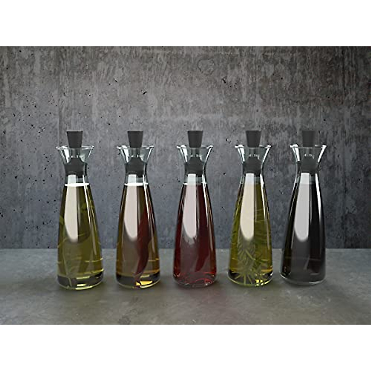 Purelite No Funnel Needed Olive Oil & Vinegar Dispenser Glass Cruet Bottle for Kitchen | Silicone Cap Keeps Oil Fresh Longer | 17 ounce cruet (Clear)