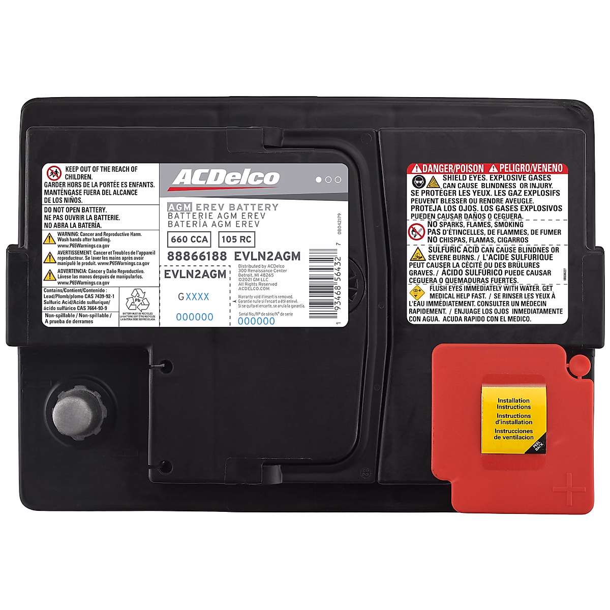 ACDelco Silver EVLN2AGM 24 Month Warranty EREV AGM BCI Group LN2 Battery