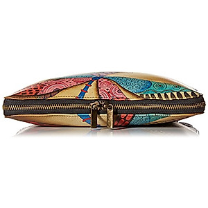 Anna by Anuschka womens Hand Painted Women's Extendable Anna Anuschka Women s Leather Expandable Crossbody Dancing Dragonfly, Dancing Dragonfly, One Size US