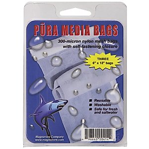 Pura (Magnavore) APU00414 3-Pack 300-Micron Media Bags for Aquarium Filter, 6 by 12-Inch