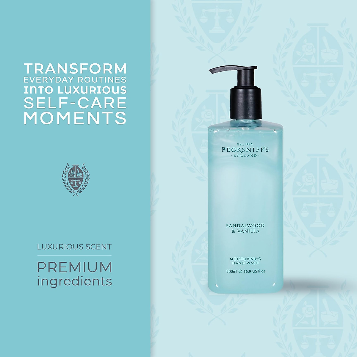 Pecksniff's Moisturizing Hand Wash - Vitamin B Enriched, Natural & Gentle Cleanser, Luxurious Hand Wash 500ml/16.9 fl oz (Sandalwood & Vanilla)