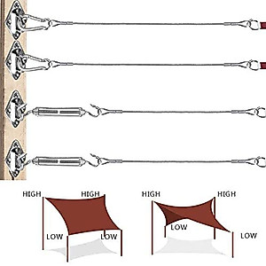 TooTaci Sun Shade Sail Hardware Kit with 1/8 Cable,304 Stainless Steel Shade Sail Hardware Kit 5inch with 100ft Stainless Steel Coated Cable,Rectangle/Triangle Sun Sail Hardware Kit for Outdoor Canopy