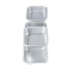 4Pcs 4 Inch Square Baking Cake Pan,Aluminum Alloy Nonstick Cake Mould One-piece Construction Baking Mould Bakeware Pan for Bread Sponge Cake