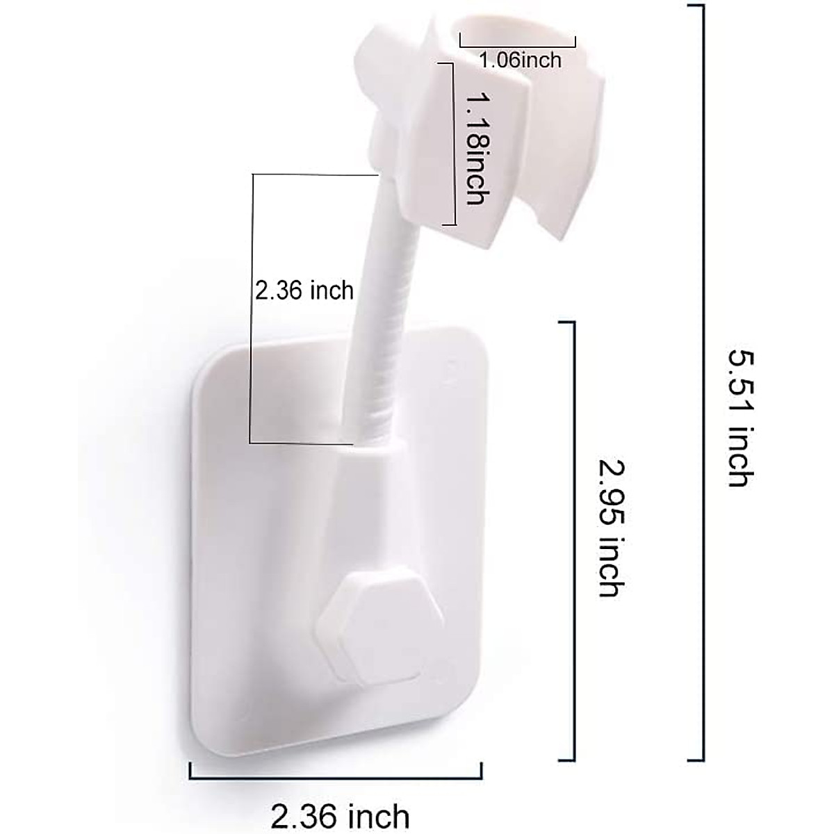 Shower Head Holder 360 Degree Adjustable Handheld Showerhead Bracket Adjustable Shower Holder, Removable No-Punching Wall Mounted Shower Head Bracket (White)