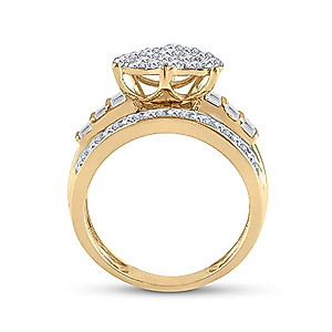 10kt Yellow Gold Round Diamond Heart Bridal Wedding Engagement Ring 2 Cttw
