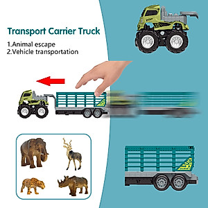 JUMEI Transport Truck Playset Toys,Toy Trucks Transport Carrier Truck with 4pvs Animals,Truck Toys for Kids 3-5, Toys,Animal Play Vehicles Toys, Car Toys for Boys 3-5 Years Old3-5 Years Old