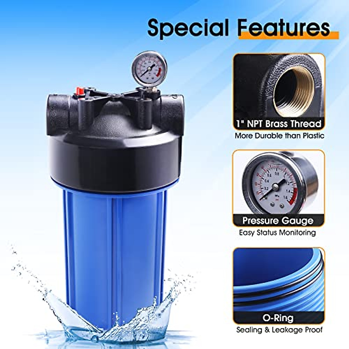 PUREPLUS Whole House Water Filtration System with Sediment and Carbon Water Filter
