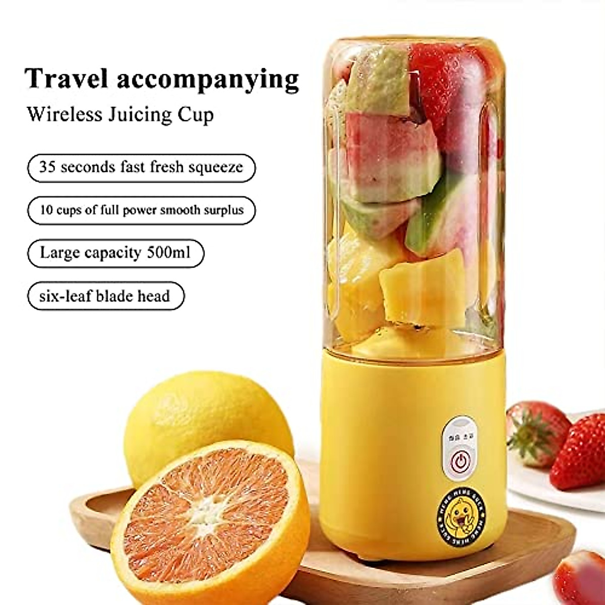 Pomojonbi Portable Blender Rechargeable Fruit Juice Mixer 6 Blades Electric Shake Cup Blender Smoothie Ice Crush Cup White