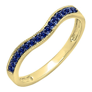 Dazzlingrock Collection 0.15 Carat (ctw) 10K Blue Sapphire Women Anniversary Enhancer Guard Ring, Yellow Gold, Size 6