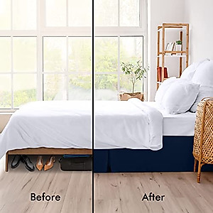Utopia Bedding Queen Bed Skirt - Soft Quadruple Pleated Ruffle - Easy Fit with 16 Inch Tailored Drop - Hotel Quality, Shrinkage and Fade Resistant (Queen, Navy)