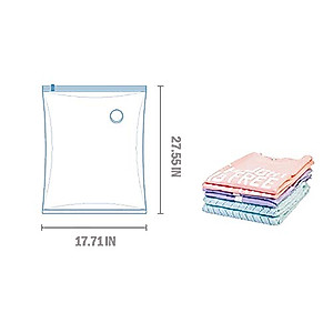 Travel Compression Bags Vacuum Space Saver Bags 6 Pack 27.5 x 18inch Compressed Closet Organizers and Storage Bags No Pumps Needed Plastic Vacuum Bag Clothing Moving Blanket Mattress Bedding Comforters Portable Little Space Waterproof Storage Sealed Ziplo