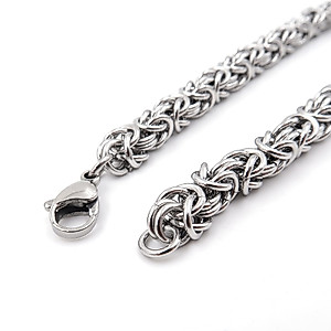 Steelmeup Stainless Steel Round Byzantine Chain Bracelet Unisex Men Women 6mm 8inch