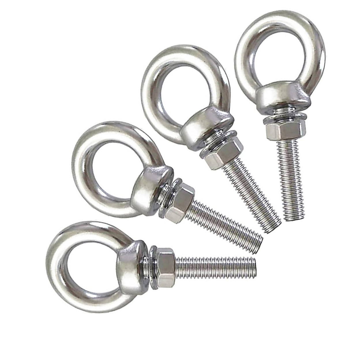HYXXYY Stainless Steel Eye Bolt, 4 pack M8 Shoulder Eye Bolts 5/16" X 1.18"with Nuts and Washer Thread Lifting Ring Eyebolt (Thread Length 30mm)