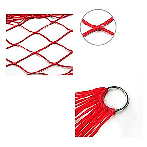Portable Camping Hammock Nylon Mesh Rope Hanging Bed Outdoor Garden Hanging Mesh Net Sleeping Bed Chair Swing for Hiking Camping Travel Sports Beach Yard Relaxing (Red)