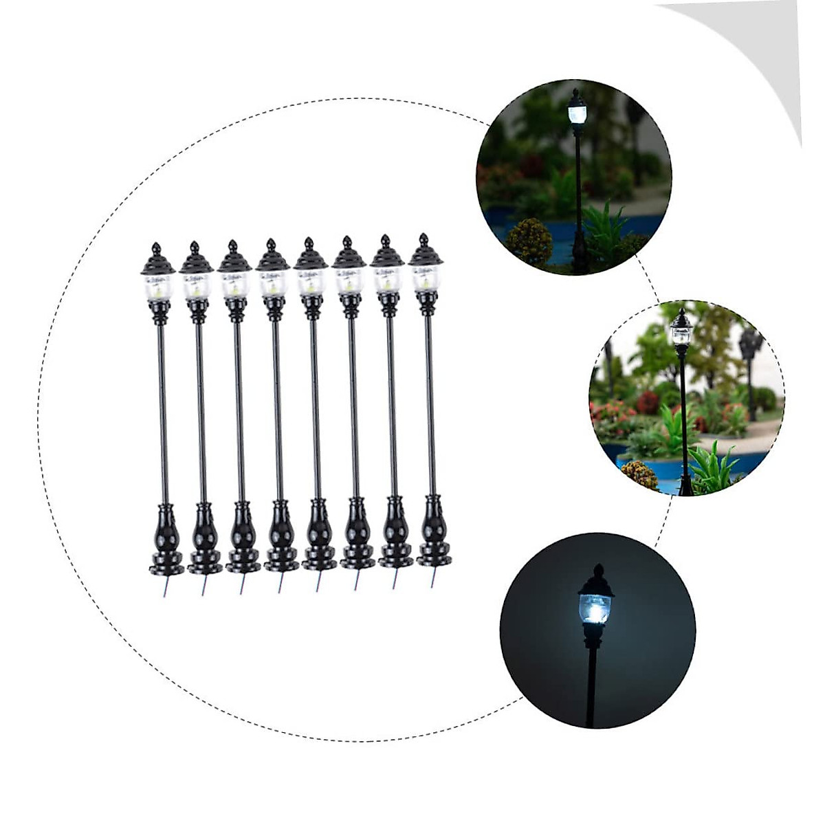 Uonlytech 24 Pcs Model Garden Lamp Miniature Mini Street Light Model Miniature Decor Garden Lamp Miniature Small Garden Decor Mini Lamp Model Mini Garden Lamp Mini Lamp Statue