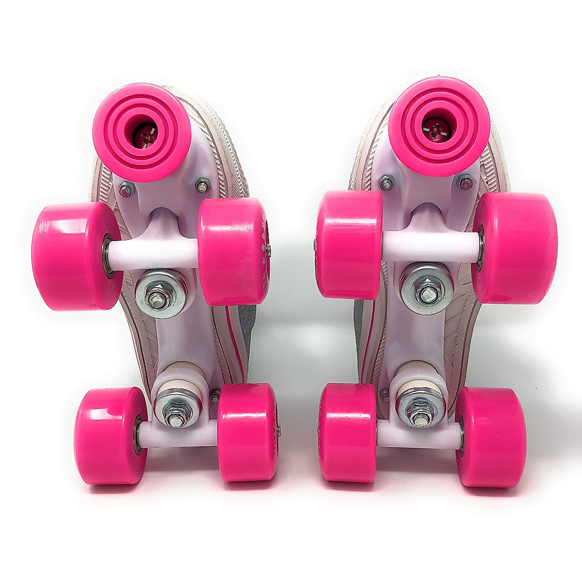 Chicago Skates Girls Fashion Quad Skates with Flashing Lights - Glitter Silver/Teal/Pink - Size 2