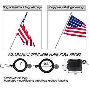 Bird Twig Flag Pole for House, 5 FT Flagpole Kit, american flag with pole and Bracket, Stainless Steel Professional Black Flag Pole for House Garden Yard, Residential or Commercial Flag Pole