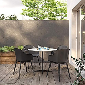 CosmoLiving by Cosmopolitan , Camelo Collection, Indoor/Outdoor Resin, 2-Pack, Black Dining Chairs, Contoured Back