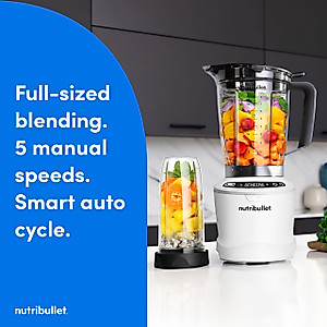 nutribullet SmartSense Blender Combo, 5-speed blender, 1400 Watt Matte White