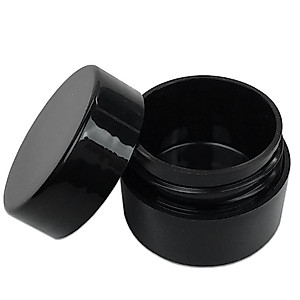 Beauticom 12 Pieces 7G/7ML (0.25oz) Black Sturdy Thick Double Wall Plastic Container Jar with Foam Lined Lid for Lotion, Creams, Toners, Lip Balms, Makeup Samples - BPA Free