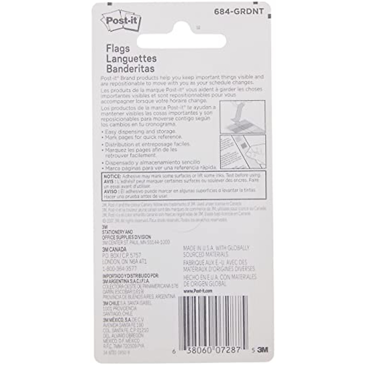 Post-it Pattern Flags, 100/On-the-Go Dispenser, .47 in, Gradient Pattern Collection (684-GRDNT)